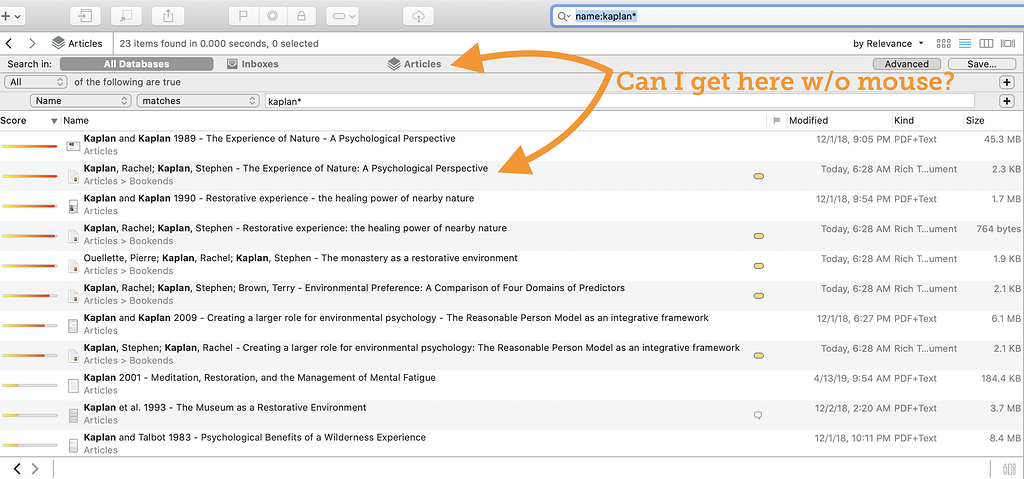 Mouseless Search Navigation - DEVONthink - DEVONtechnologies Community