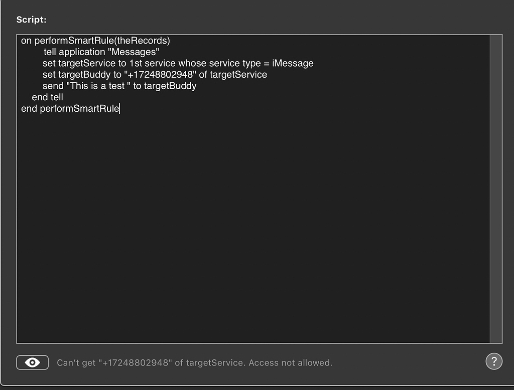 Script to send iMessage - DEVONthink - DEVONtechnologies Community