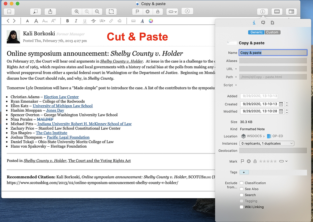 Difference between clipping Safari page to formatted note and copying/pasting into formatted ...