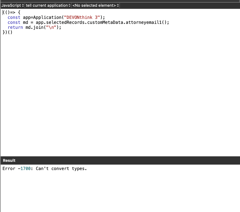 Custom MetaData "Can't Convert Types" Using JXA - Automation - DEVONtechnologies Community