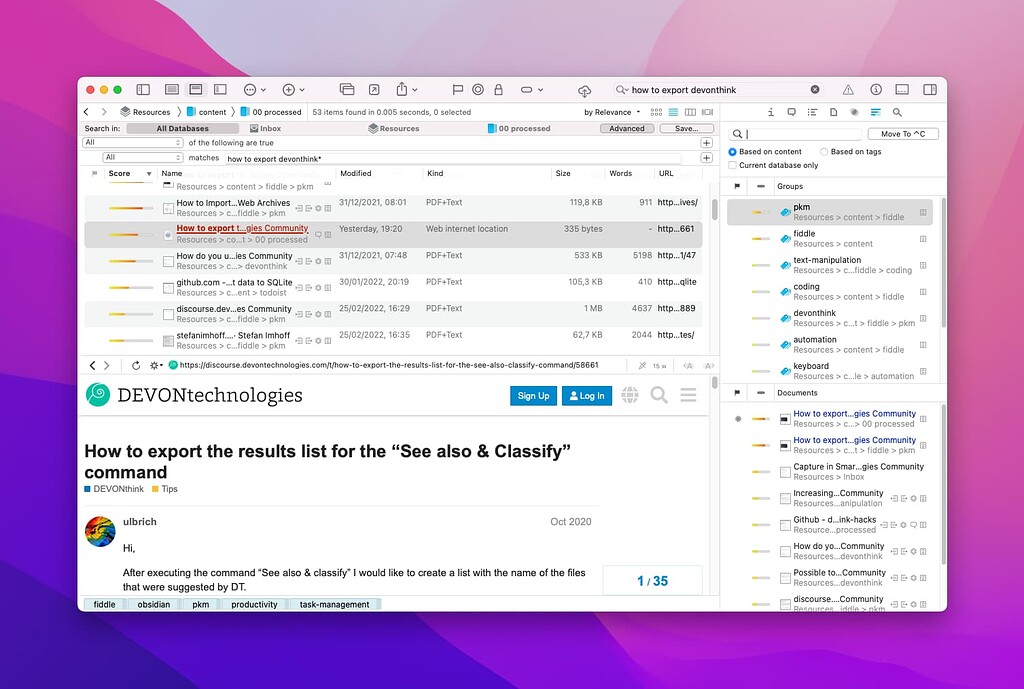 Understanding "Current database only" with Classify (bug?) - Feedback - DEVONtechnologies Community