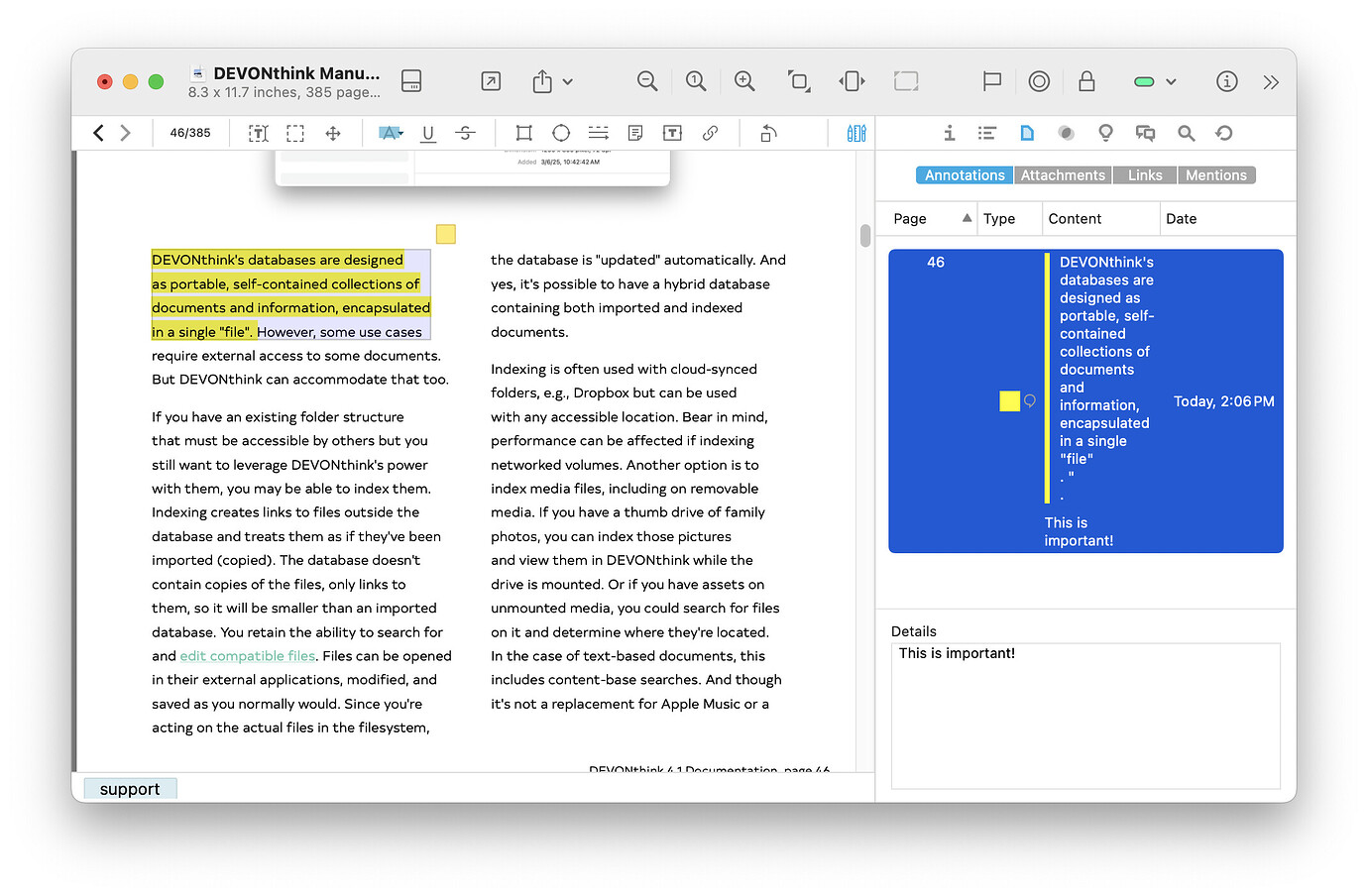 Adding Notes to a Highlighted Text (DT4) - DEVONthink ...