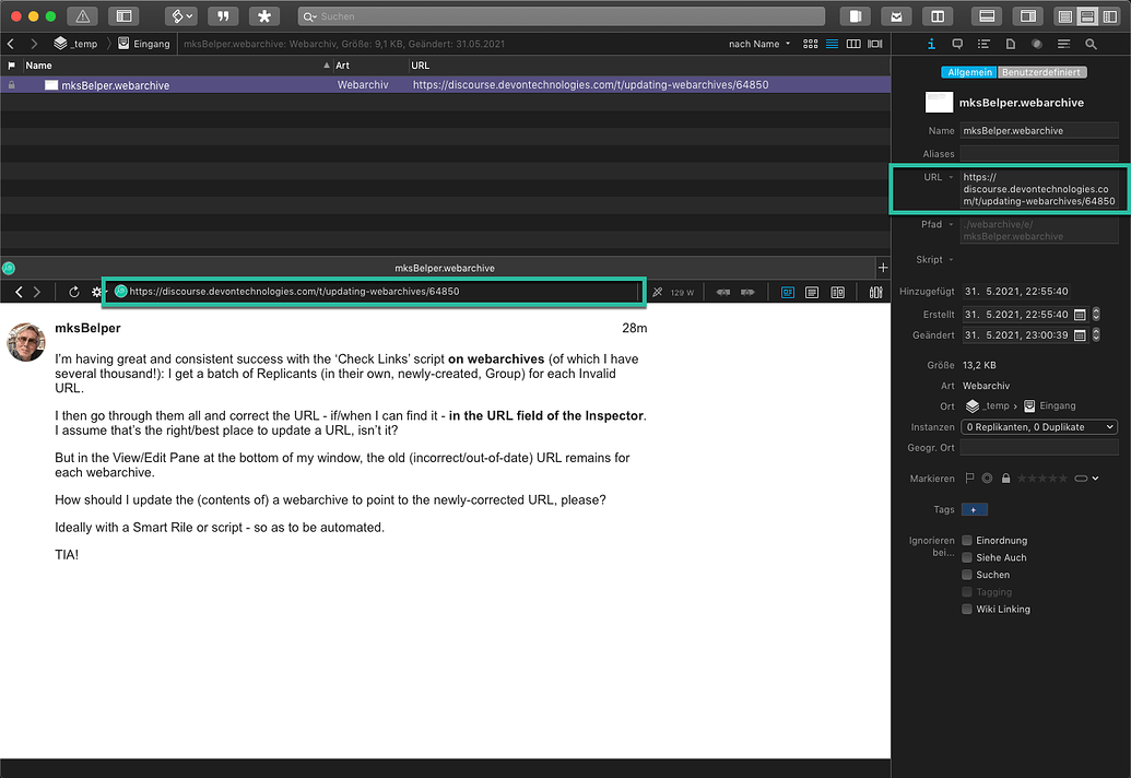 Updating webarchives - DEVONthink - DEVONtechnologies Community