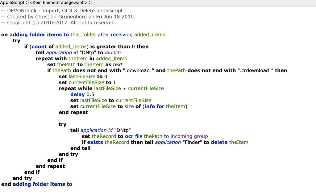 Customised folder action script that imports scans from user-specific cache folder into database ...