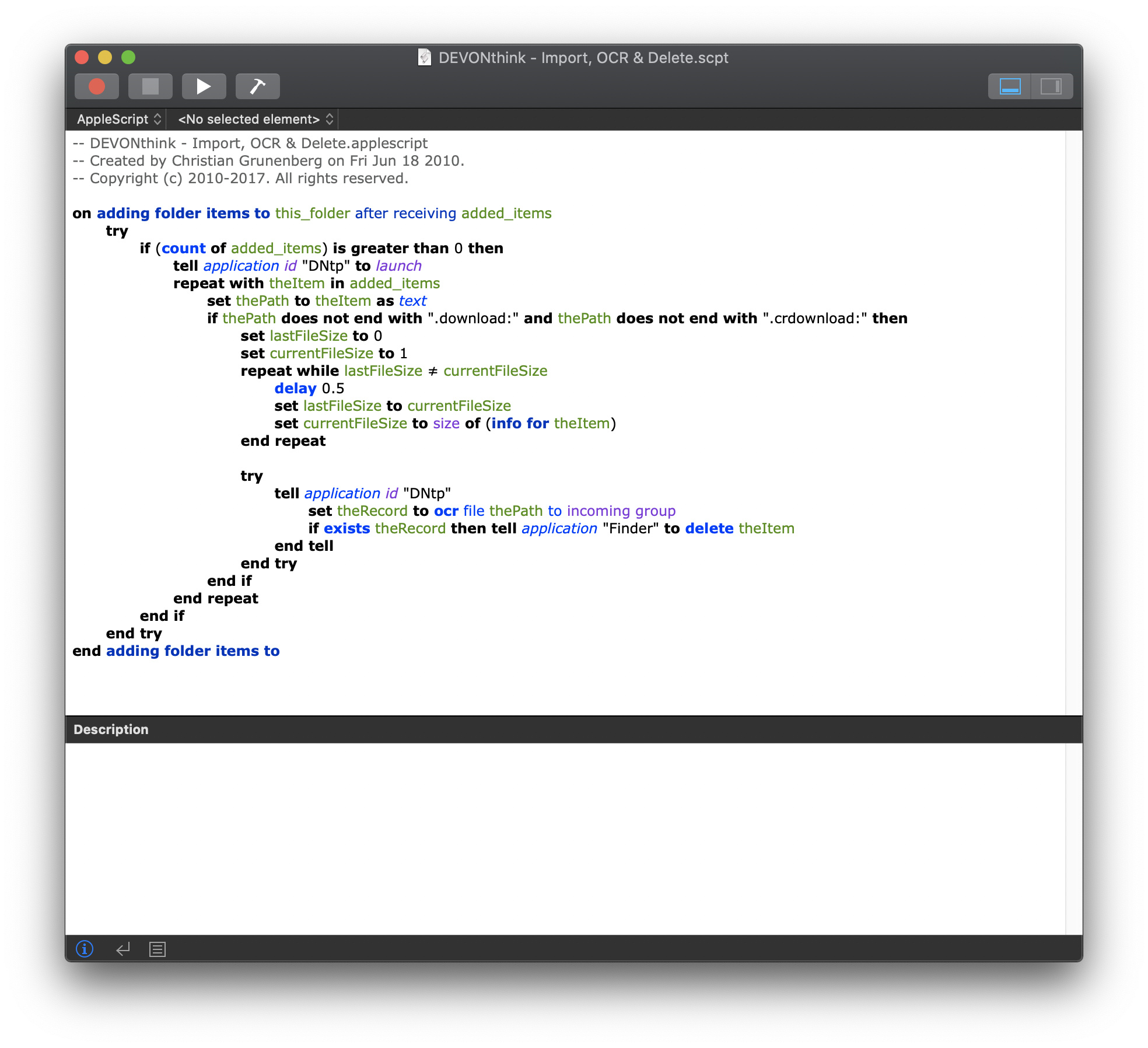Help with Moving from Import, OCR, & Delete Script > Smart Rule - Automation - DEVONtechnologies ...