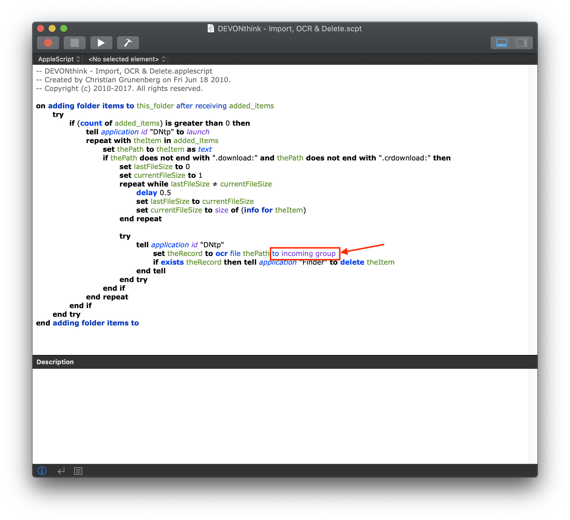 Help with Moving from Import, OCR, & Delete Script > Smart Rule - Automation - DEVONtechnologies ...