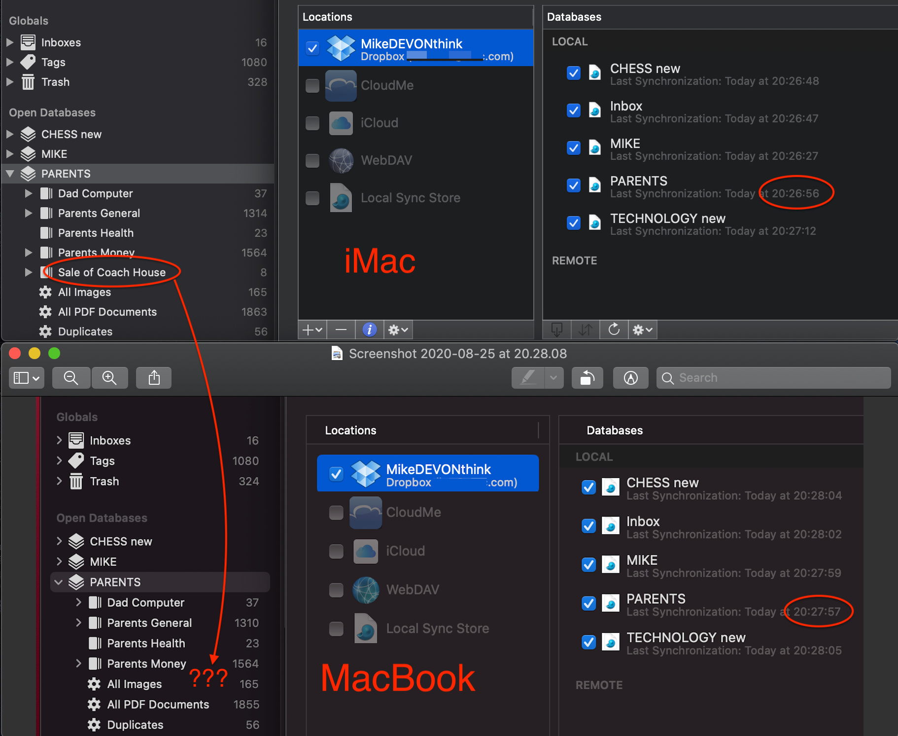Sync not working again. Clean Database solves again. How stop happening? - DEVONthink ...