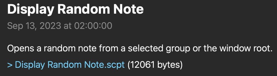 "Display Random Note" AppleScript not working as intended - DEVONthink - DEVONtechnologies Community