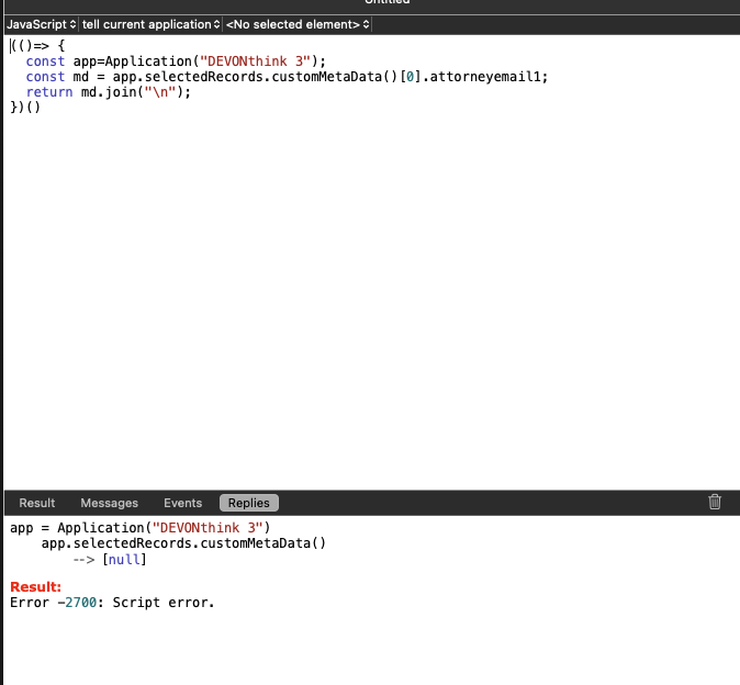 Custom MetaData "Can't Convert Types" Using JXA - Automation - DEVONtechnologies Community