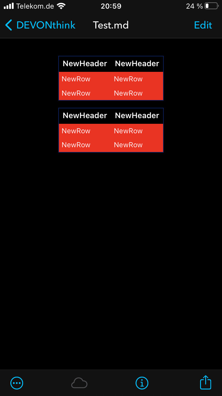 Markdown CSS Table header background color problem - DEVONthink To Go - DEVONtechnologies Community