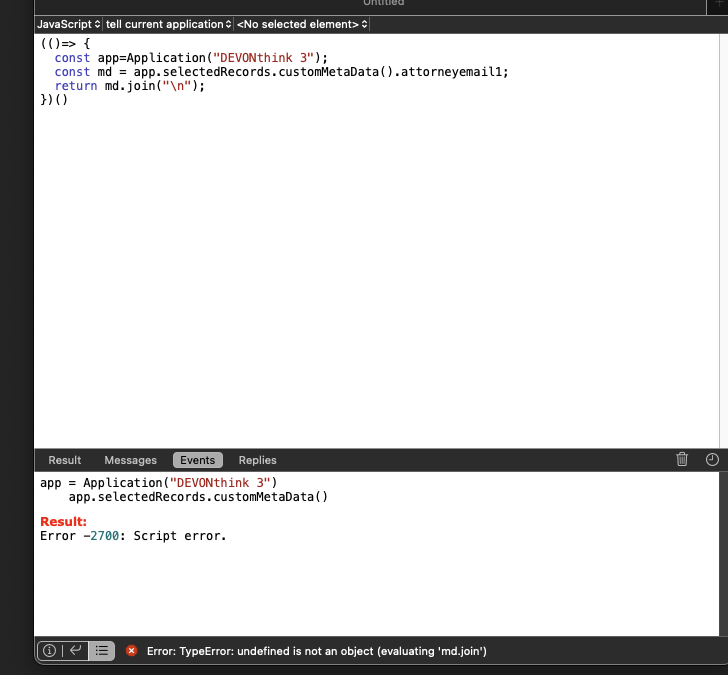 Custom MetaData "Can't Convert Types" Using JXA - Automation - DEVONtechnologies Community