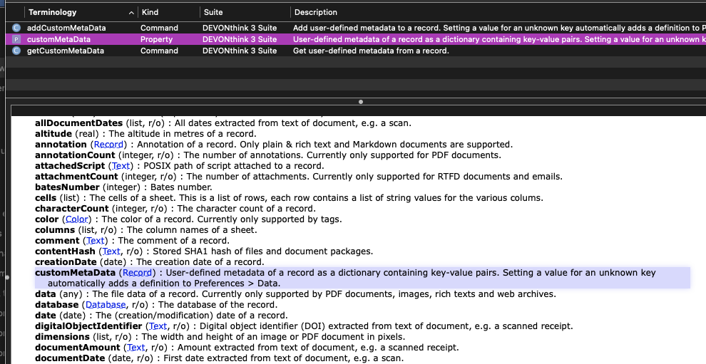 Custom MetaData "Can't Convert Types" Using JXA - Automation - DEVONtechnologies Community